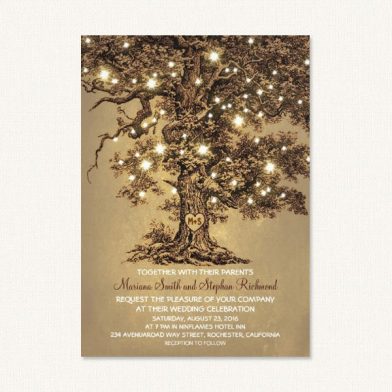Garden Light Wedding Invitations - Tree With Lanterns & String Lights