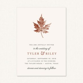 Rustic Fall Wedding Invitations - Autumn Leaves, Trees, Wood, Florals